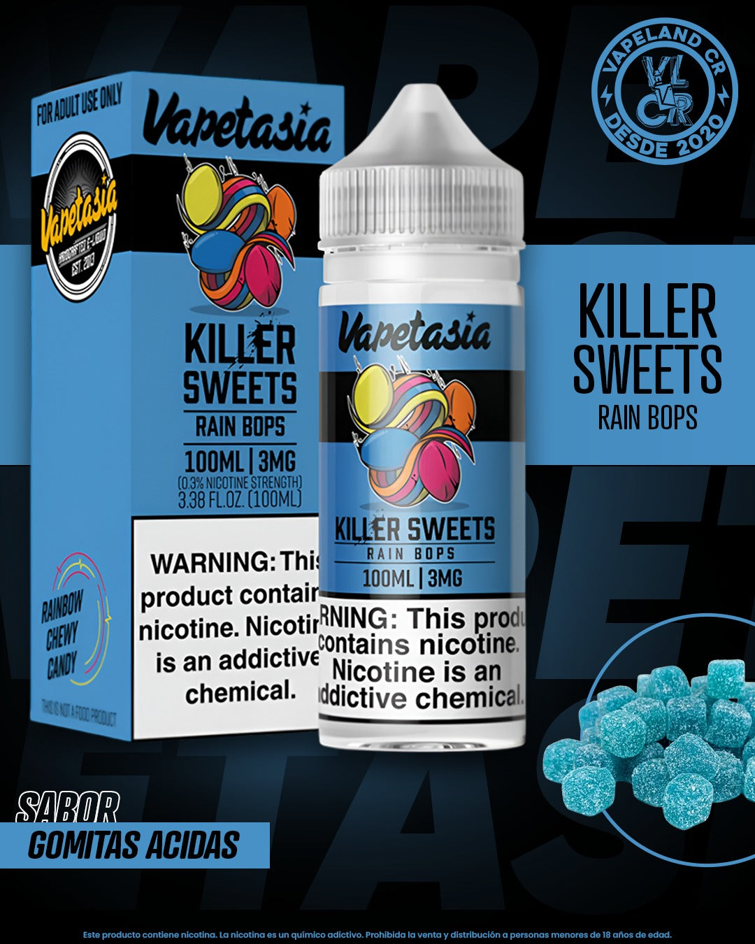 Vapetasia Killer Sweets Rain Bops 3mg y 6mg. – TC SOLUCIONES